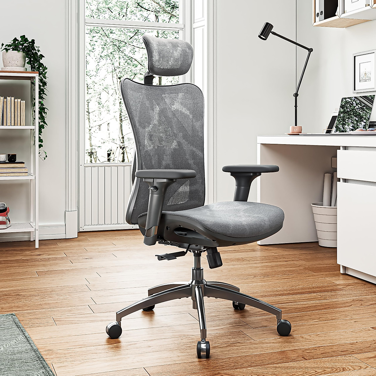 SIHOO M57 Ergonomic Office Chair with 3 Way Armrests Lumbar Support and Adjustable Headrest High Back Tilt Function Grey