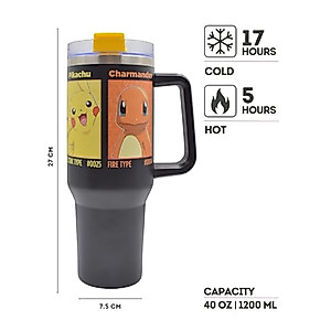Pokemon 40oz (1200ml) Insulated Tumbler Stainless Steel Cup with Straw and Handle for Water, Iced Tea, Coffee or Smoothie