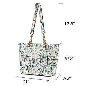 Style Strategy PU Leather Tote with Whipstitch Details and Chain - Women Fashion Shoulder Handbag Purse