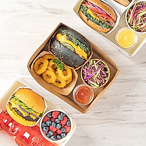 Restaurantware Bio Tek 8.4 x 6 x 3.5 Inch Burger Trays 100 Disposable Paper Food Trays - Recyclable Sturdy Kraft Paper Movie Snack Trays For Meals Snacks And Baked Goods