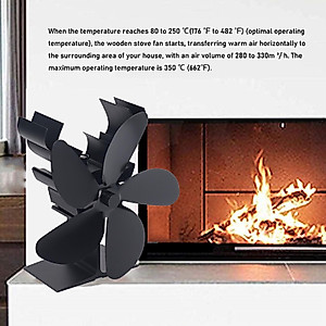 Heat Powered Wood Stove Fan 5 Blade Aluminum Alloy Fireplace Fan Low Noise Strong Heat Dissipation Eco Fan for Home Fireplace