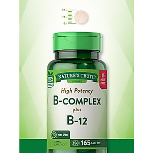 Nature's Truth Vitamin B Complex | Plus B12 | 165 Tablets | Vegetarian, Non-GMO & Gluten Free