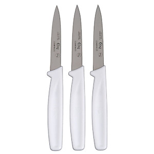 Paring Knives Set Of 3 White Handle 3.25 inch Paring Dishwasher Safe Fruit Choice Pairing Knife, Small Piece Kitchen knive pack sharp professional pairing knive pack, kiwi knife, mini