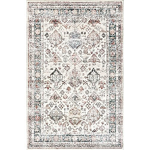 nuLOOM Bex Faded Stain-Resistant Machine Washable Area Rug, 8x10, Ivory Multi
