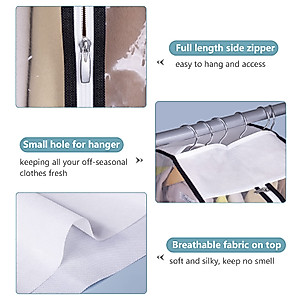 AOODA 10" Gusseted Dress Bags for Gowns Long, 60" All Clear Garment Bags for Hanging Clothes Storage, Large Hanging Clothing Bag for Closet Dress Cover for Coats (3 Packs)