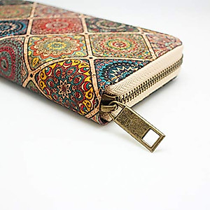 boshiho Vegan Cork Wallets Purse Handbags for Womens Eco Friendly Cork Cell Phone Clutch Bag (Pattern B)