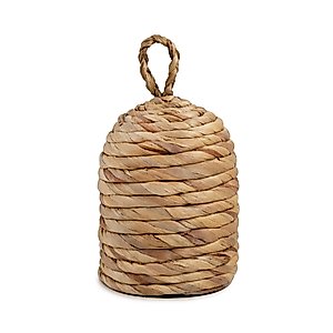 PEMAR Natural Wicker Door Stopper with Handle, Jute Decorative Door Stop, Heavy Indoor Doorstop, Blocker Keeps Door Open, Rustic Farmhouse Door Jammer 5.1''D x 9''H (Water Hyacinth)