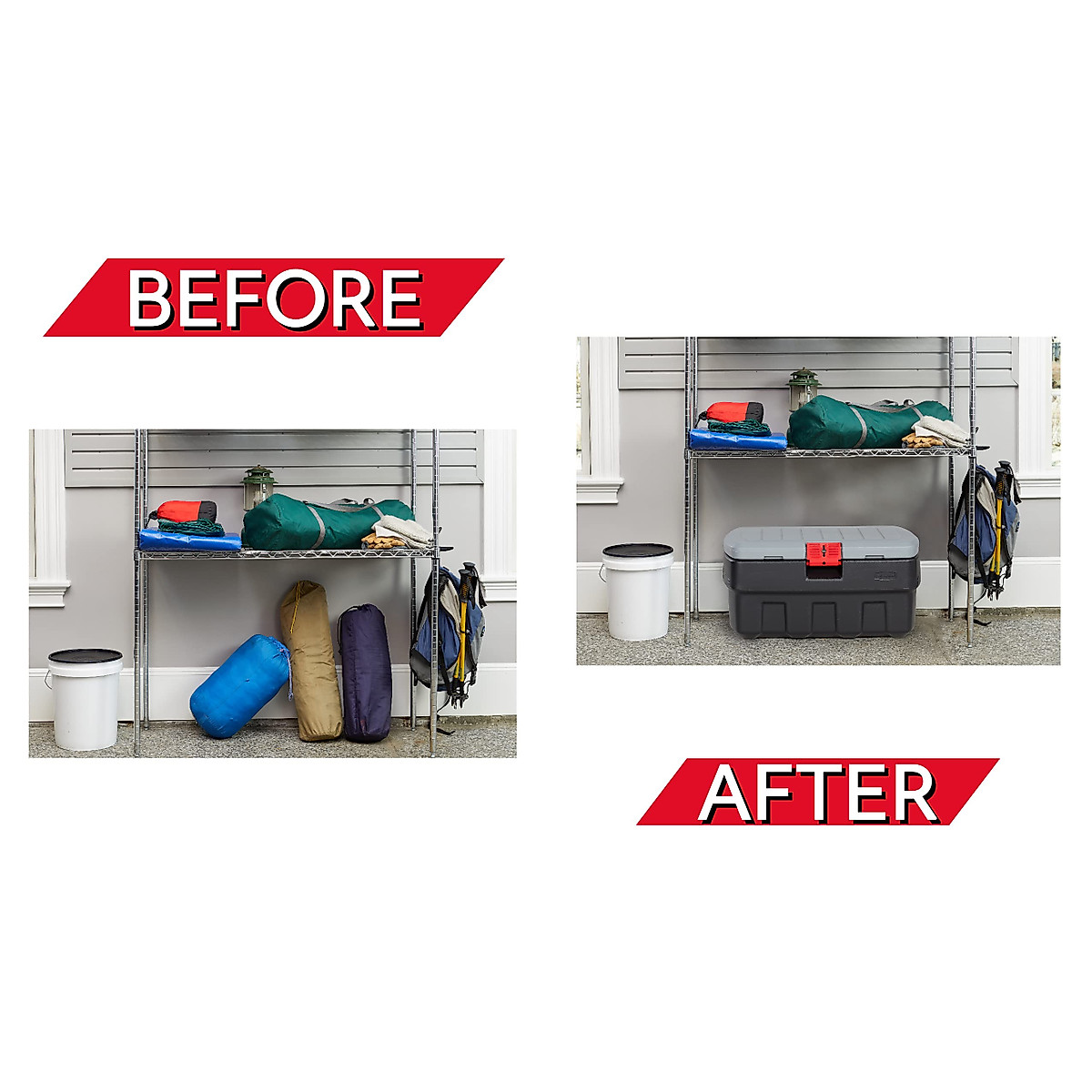 Rubbermaid ActionPacker Lockable Storage Box, 35 Gal, Grey and Black, Outdoor, Industrial, Rugged