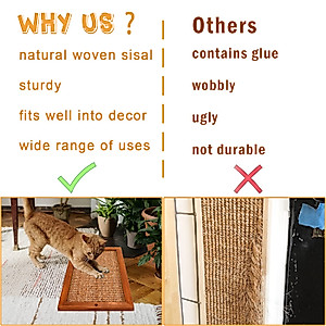 LSAIFATER Cat Scratching Post - Large, Wooden Sisal Cat Wall Scratcher, Floor or Wall Mounted Vertical Cat Scratch Pad for Indoor Cats Adults or Kittens, Cat Wall Furniture Protector