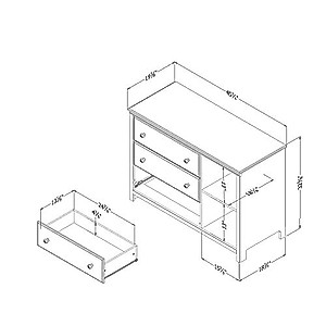 South Shore Balka 3-Drawer Dresser with Baskets Pure White, Bohemian Harmony