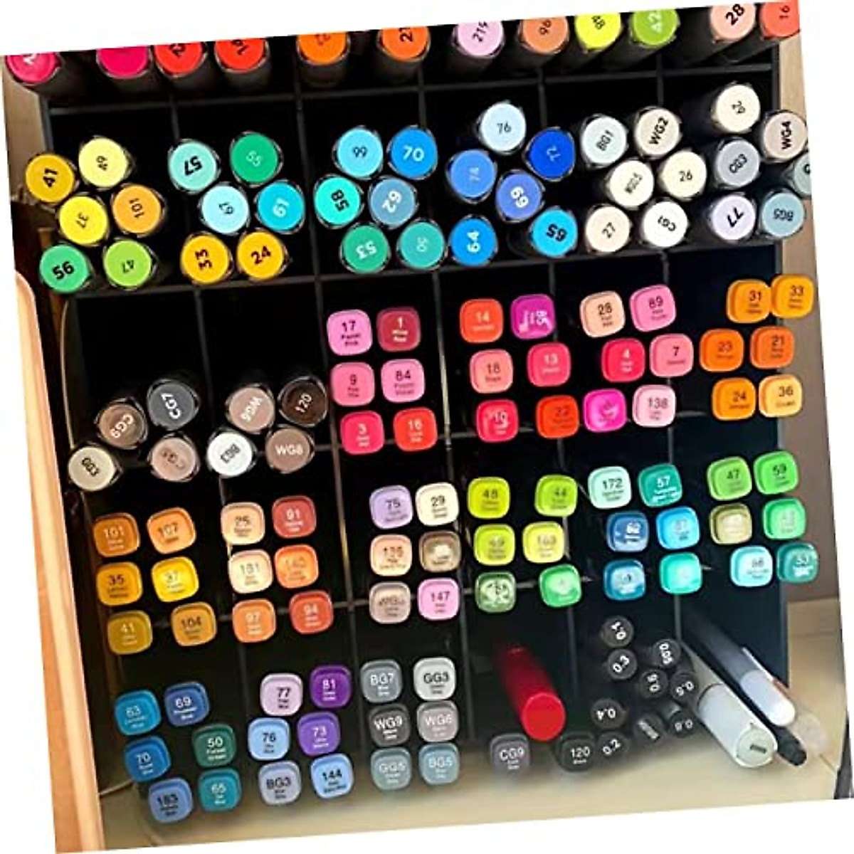 NUOBESTY Home Plastic Grids Hole Household Desk Organizer Pencils Storage Display Accessories - Eyeliner Art Shelf Multi-slot Brushes Cosmetic Container Pen -grid Black Stationary Paint