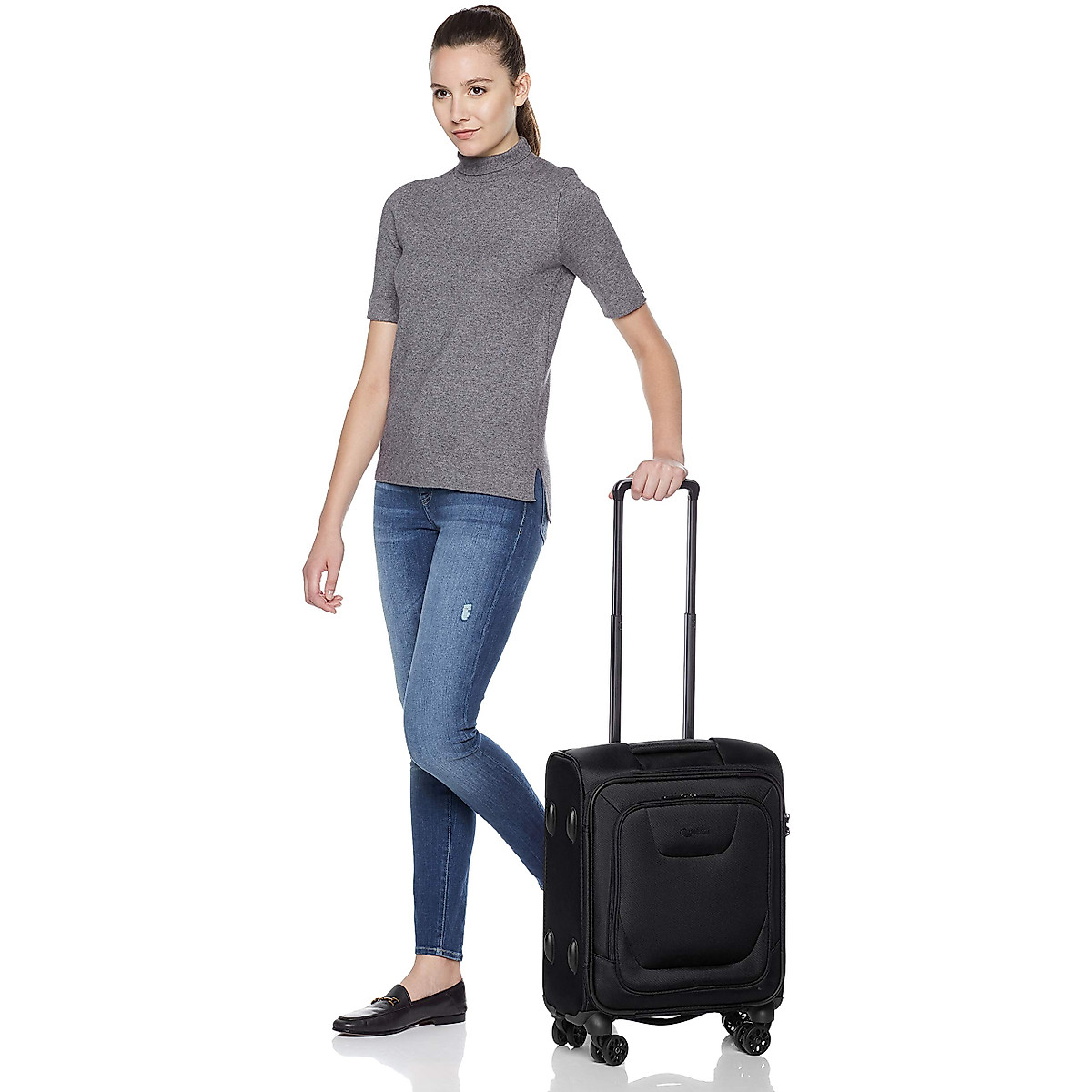 Amazon Basics Expandable Softside Carry-On Spinner Luggage Suitcase With TSA Lock And Wheels - 20.4 Inch, Black