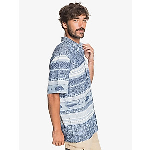 Quiksilver Waterman Men's LAKI Woven, Dusty Blue Lake Maikai, S
