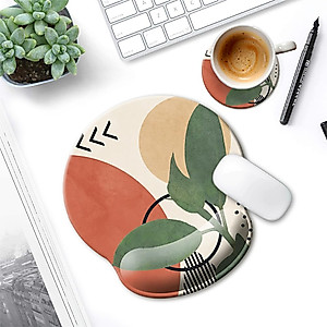 HOPONY Ergonomic Mouse Pad with Wrist Support Gel Mouse Pad with Wrist Rest, Comfortable Computer Mouse Pad for Laptop, Pain Relief Mousepad with Non-Slip Rubber Base, 9 x 10 in,Modern Abstract
