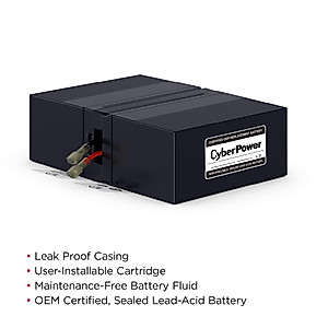 CyberPower RB1280X2A UPS Replacement Battery Cartridge, Maintenance-Free, User Installable, 12V/9Ah