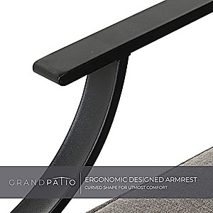 Grand patio 3 PCS Patio Furniture Set Outdoor Bistro Set Metal K/D Chat Set Rocking Chair with Gray Comfortable Cushions for Garden Lawn & Poolside