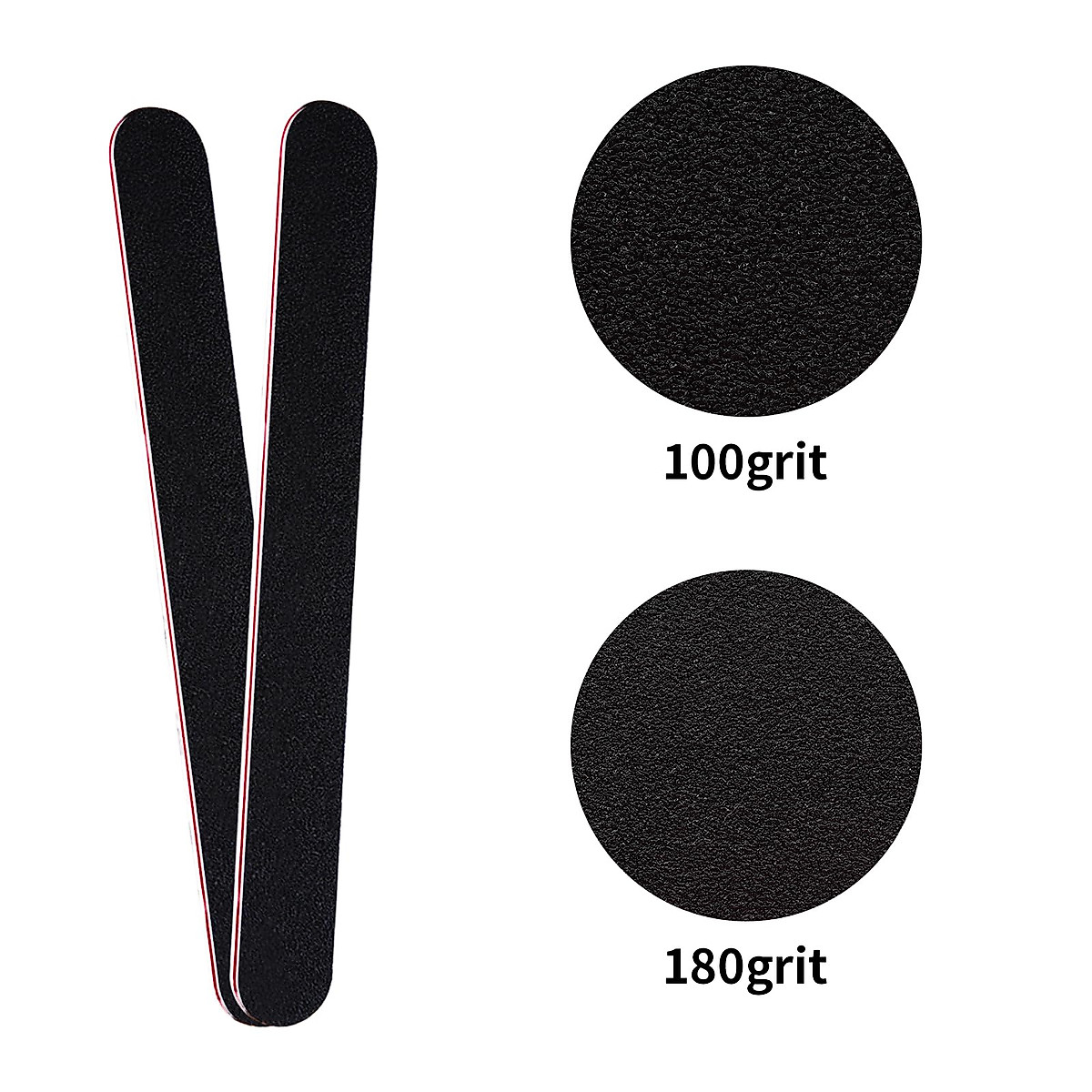 LNAUJS 8 Pack Nail File and Buffer Block, Portable Manicure Tools Kits, 100/180 Grit, Black Nail Pedicure File and Sanding Buffing Grinding Plisher File