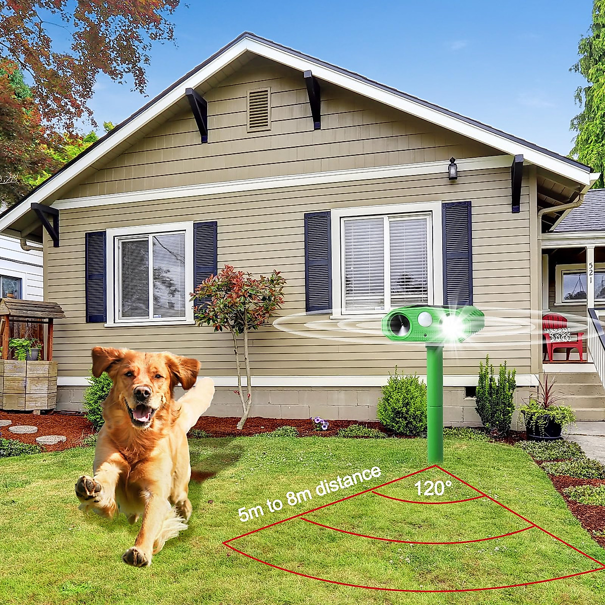 Qualirey 4 Pcs Ultrasonic Animal Repellent Solar Animal Repeller Outdoor Waterproof Deterrent Scarer with Motion Sensor for Squirrel Raccoon Skunk Rabbit Rats Deer Bird