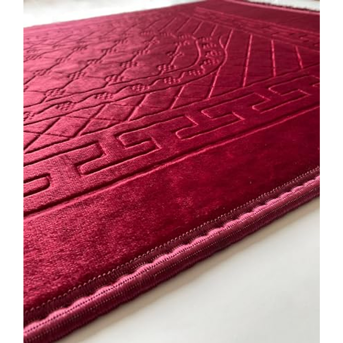 Prayer Rug Muslim Mat Islamic - Thick Prayer Rug Sajadah for Kids Men Women with Islam Prayer Beads for Eid Travel Ramadan, Soft and Luxury (Red)