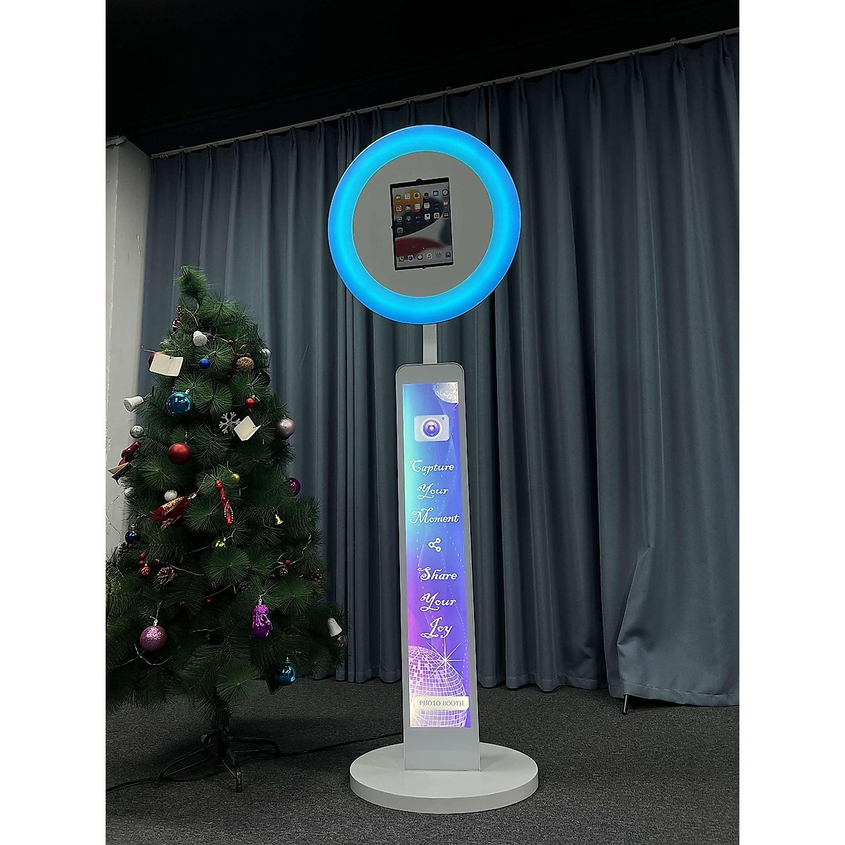 HARZHI Portable Photo Booth Compatible with Any Ipad, for Ipad Photo Booth Shell Stand Stand Software APP Control Ring Light, Music Sync, Flight Case