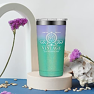 SpenMeta 51st Birthday Gifts for Women, Men - Unique Great Wedding Anniversary Present for Couple, Parents - 51 Year Old Ideas Gifts for Mom, Dad - Vintage 1972 Tumbler Cup