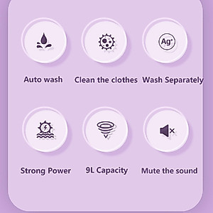 Portable Mini Washing Machine, 9 Liters Large Capacity Mini Underwear Washing Machine, Upgraded Capacity Foldable Washing Machine, Round Body, Suitable For Baby Clothes And Pet Clothes. Green, Purple.