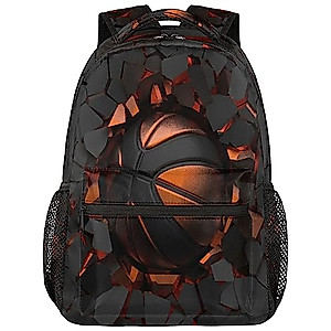 Sport Ball Kids Backpack for Boys Girls, 16 Inch School Backpack Art Basketball Bookbags Elementary School Bag Travel Laptop Backpacks Casual Daypack