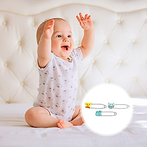 10pcs Animal Safety Pins Stainless Steel Diaper Pins with Plastic Head Newborn Locking Pins Safety Pin with Lock Buckle for Shower Party Favor (Random Color)