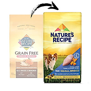 Nature's Recipe Grain Free Small Breed Dry Dog Food, Chicken, Sweet Potato & Pumpkin Recipe, 4 Pounds, Easy to Digest (Package May Vary)