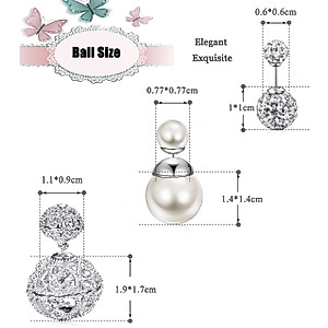 JOERICA 3 Pairs Vintage Hollow Out Womens Double Side Round Ball Stud Earrings Silver-tone