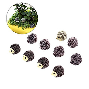 SEWACC 10pcs Miniature Hedgehog Gardening Potted Decoration Resin Mini Hedgehogs Figurines Micro Landscape Accessories Bonsai Craft Decor (Random Color)