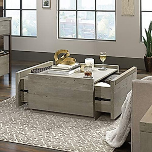 Sauder Manhattan Gate Coffee Table, L: 31.02" x W: 30.95" x H: 16.06", Mystic Oak finish