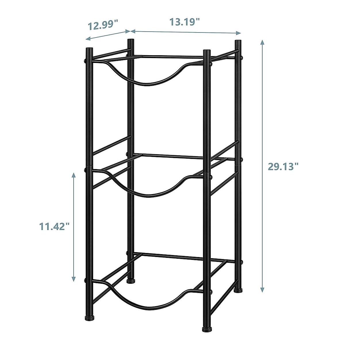 MOOACE 3-Tier Water Jug Rack, 5 Gallon Detachable Water Bottle Holder Organizer Storage Rack, Black