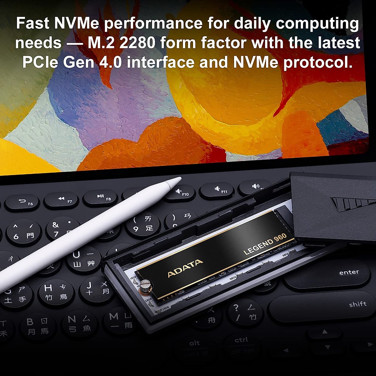 ADATA 4TB SSD Legend 960, NVMe PCIe Gen4 x 4 M.2 2280, Speed up to 7,400MB/s, Internal Solid State Drive for PS5 with Heatsink, Gaming, High Performance Computing, Super Endurance with 3D NAND