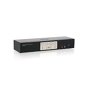 IOGEAR 4-Port DisplayPort KVMP Switch - 4K 60Hz - 2-Port USB 3.1 Hub 5Gbps - Keyboard Mouse Input - 7.1 HD Audio - Front Panel Selector - TAA Compliant - Mac/Win - GCS1934