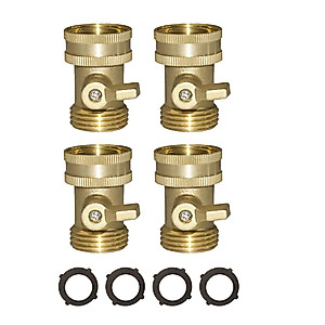 HQMPC Heavy Duty Brass Shut Off Valve Brass Water Hose Valve Hose On/Off Valve Garden Hose Connector 4Pcs