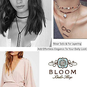 Olbye Thin Suede Choker Necklace Black Cord Necklace Suede Ribbon Choker Jewelry for Women