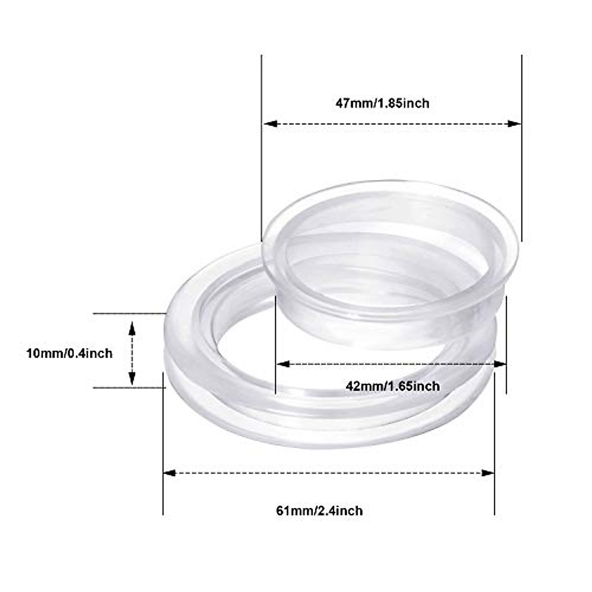 Maitys 8 Pieces Silicone Umbrella Hole Ring Plug Set for Glass Outdoors Patio Table Deck Yard, 2 Inch (Clear)