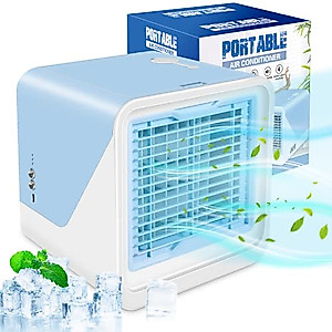 Llfaiww Portable Air Conditioner, Personal Mini Air Conditioner in 3 Speed, USB Air Cooler with LED Light for Office Bedroom Kitchen Nightstand Black