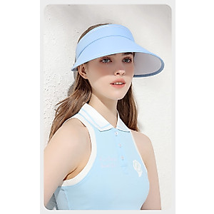 ZYLG Sun Visor Hats for Women Wide Brim,Foldable Wide Brim Womens Golf Cap,Womens Beach Sun Hat UV UPF50 Travel Foldable Sun Hat (Black)