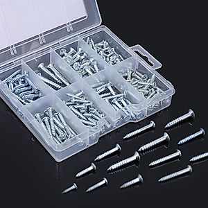 FARRAY Wood Screws Assortment Kit, 224pcs Galvanized Phillips Screws Set, Wood Screws, Assorted Screws, Screw Kit, Assorted Wood Screws, Screw Set Assortment