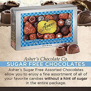 Asher's Sugar Free Chocolate Candy Assortment - Kosher, Keto, Milk & Dark Chocolates (15 pieces, 8 oz.)