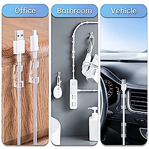 50 Pcs Heavy Duty Cable Clips Transparent with 100 Screws, Attom Tech Clear Self-Adhesive Cable Organizer Cord Management System, Clear Desktop Cable Organizer [50 pc]