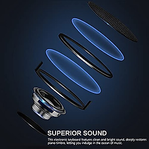 61 Key Portable Electronic Keyboard Piano w/Lighted Full Size Keys, LCD, Headphones, X-Stand, Stool, Music Rest, Microphone, Note Stickers, Built-In Speakers,3 Teaching Modes