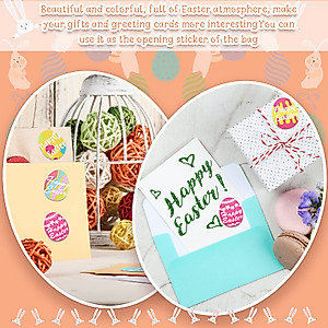 500 Pieces 1.5 Inch Easter Egg Stickers 9 Design Happy Easter Stickers Cute Easter Egg Roll Stickers Waterproof Self Adhesive Label for Kids Easter Gift Party Games Bag Decors