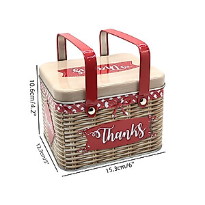 LONG TAO 2 Pcs Cookie Jar Jars Candy Cookie Tins Sugar Cans Food Storage Containers Storage Box with Handle and Lid for Home Kitchen Counter Decorative Snack Storage (Red)