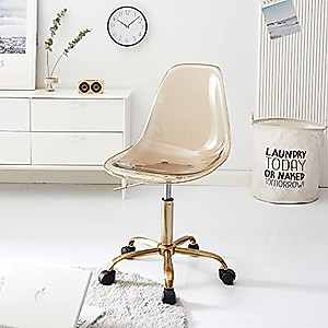 Urban Shop Acrylic Rolling Desk Chair, Tan 21.25D x 19.68W x 34H Inch