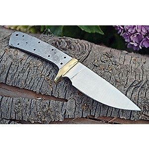 Whole Earth Supply (Set of 2) CUSTOM BLANK Knives Knife Blade Drop Point 6 1/2in w/Brass Guard Bolster BL013