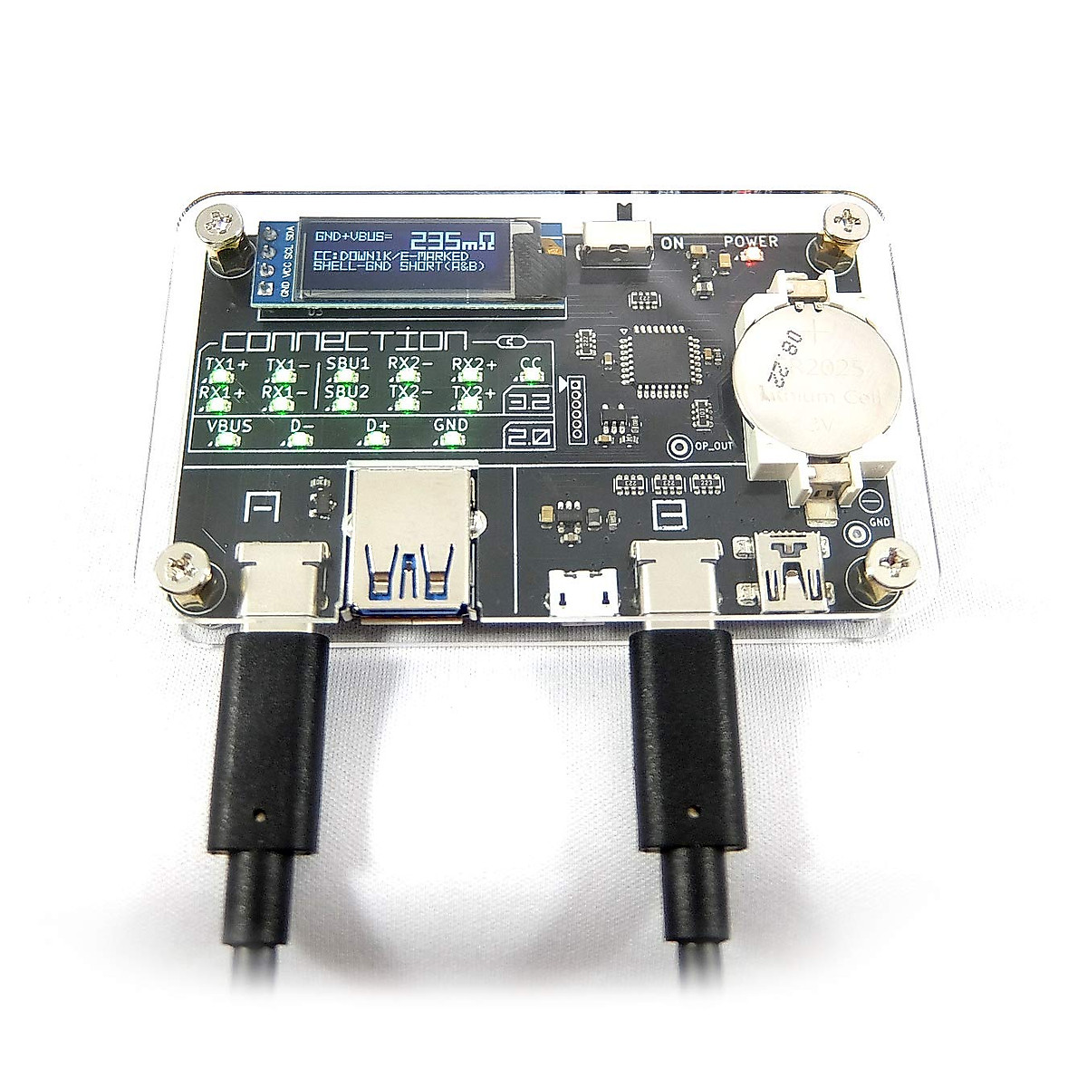 Bit Trade One USB Cable Checker2 [Assembled] Supported USB MiniB/microB/TypeC Cables/USB Digital Tester/USB c Cable Tester/USB Cable Tester Tool / H0.5xW3.5xD2.1 inch ADUSBCIM