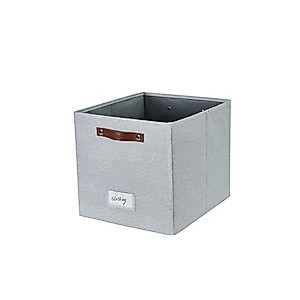 DECOMOMO Storage Baskets 13x15x13 Storage Cube Bins with Label Holders, Kallax Storage Cubes for Organizing Shelves Nursery Toy (Kallax / 4pcs, Light Textured Grey)